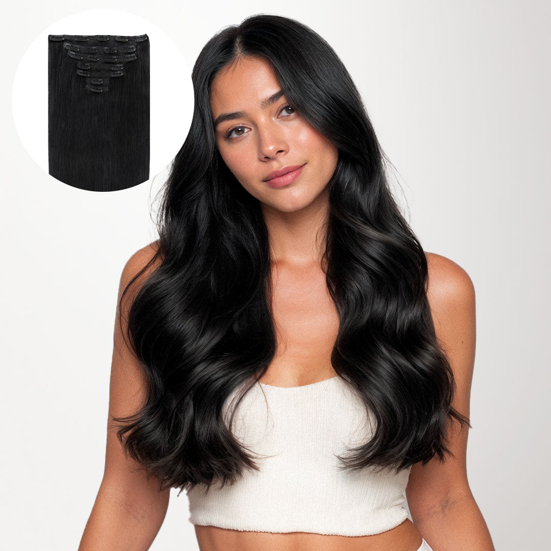 NEGRO AZABACHE (1) CLIP-INS DE 150 G | 100% Remy Human Hair Extensions ...