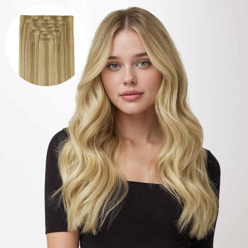 Light Blonde Highlights Clip-Ins – 100% Remy Human Hair