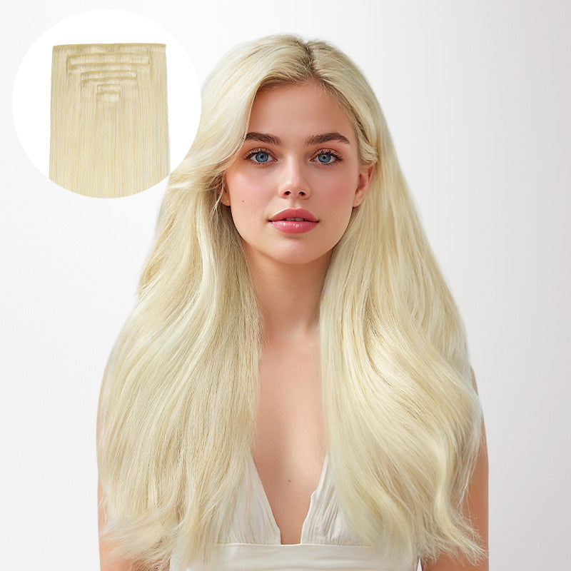 Platinum Blonde (60A) Invisi Edge Seamless Clip-Ins (140g-160g) | 100% ...