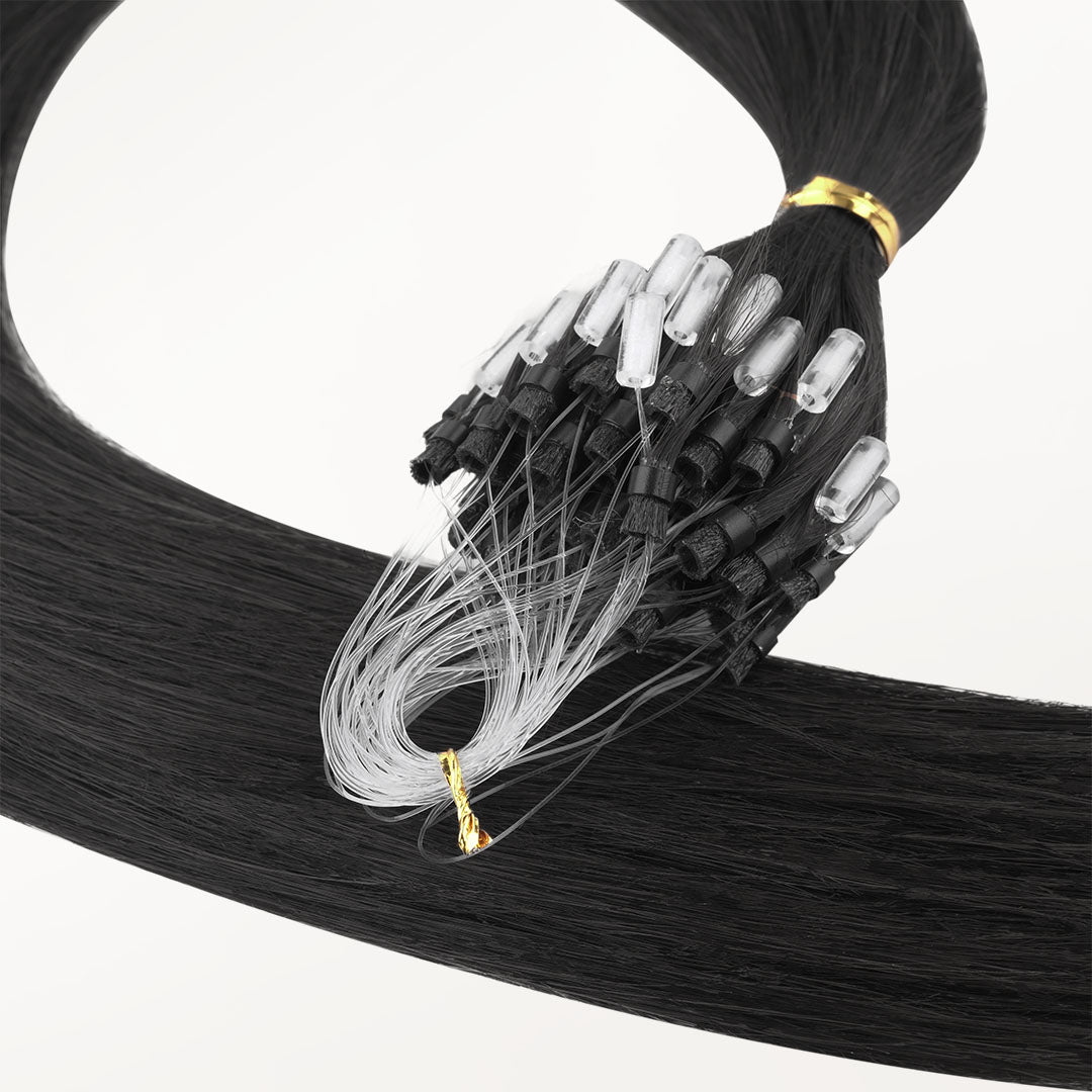 Natural Black (1B) Micro Link Hair Extensions – 100% Remy Human | GOO ...