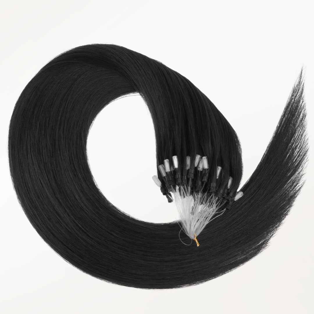 Natural Black (1B) Micro Link Hair Extensions – 100% Remy Human | GOO ...