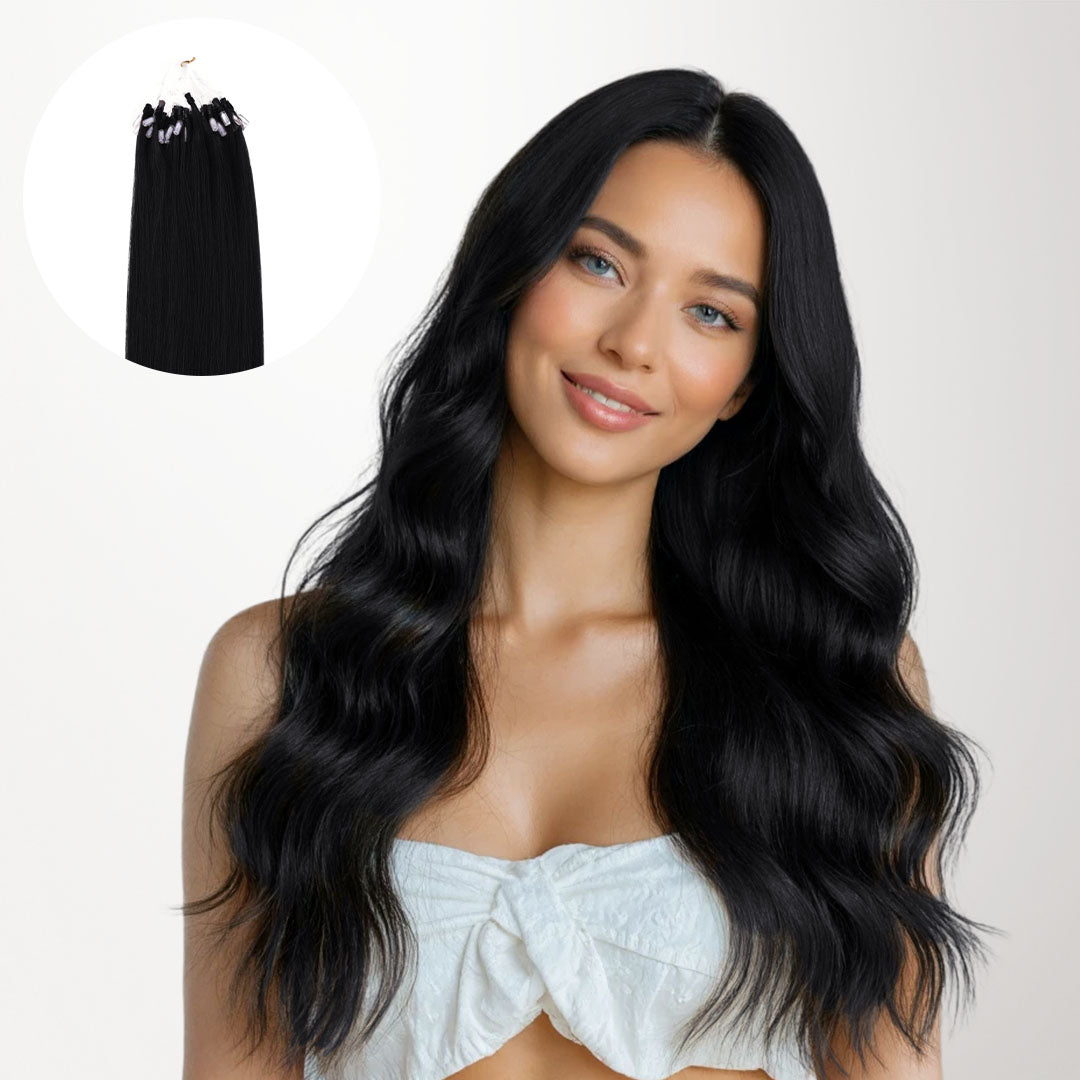 Jet Black (1) Micro Link Tip Hair Extensions - 100% Remy Hair | GOO GOO ...