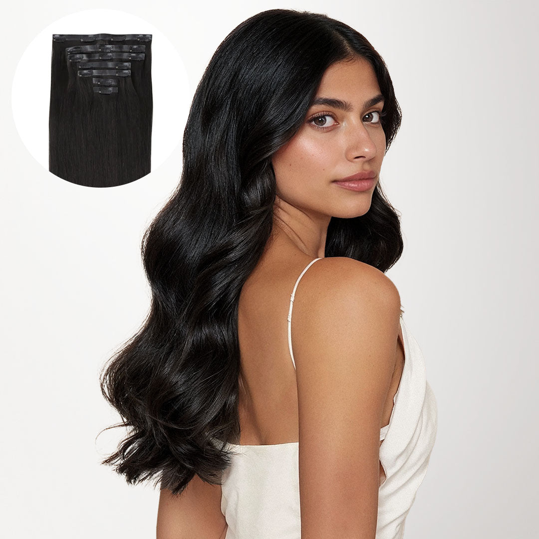 Natural Black (1B) Seamless Clip-Ins 150g [Clearance] | 100% Remy Human ...