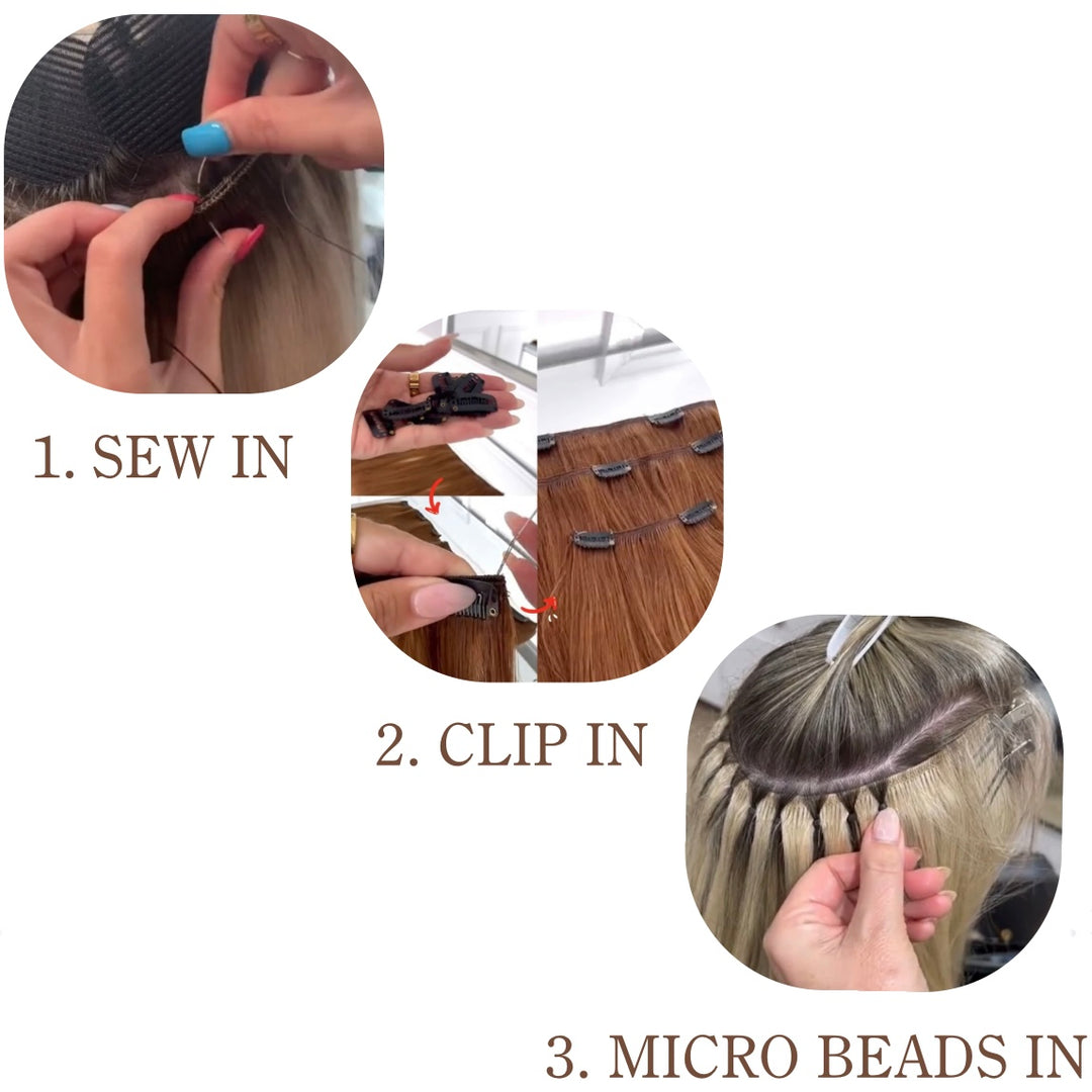 GOO GOO Hair Weft Hair Extensions Human Hair, 14"-22" Hair Extensions Sew In