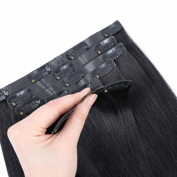 GOO GOO hair Seamless Clip in Hair Extensions Invisible edge 100% Human ...